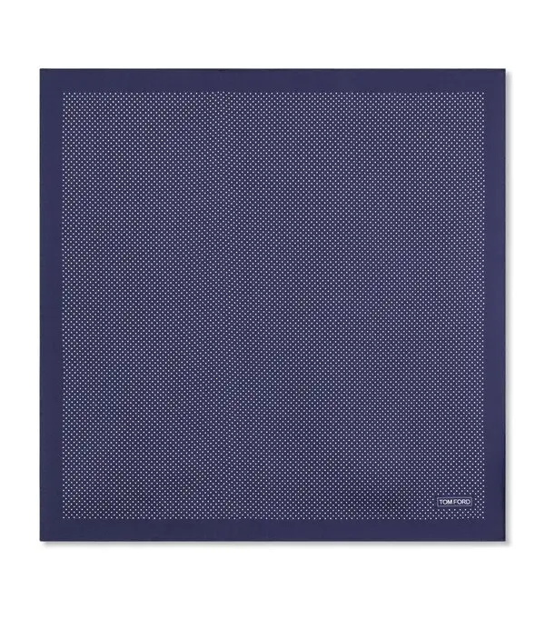 TOM FORD Silk Polka Dot Print Pocket Square - Blue