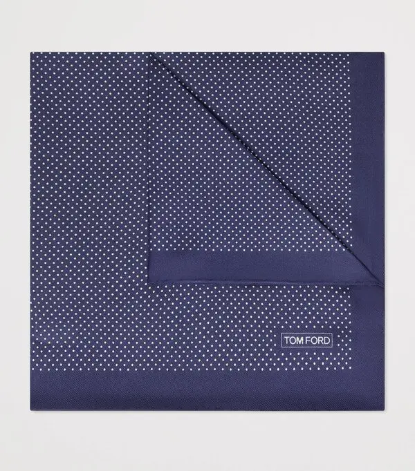 TOM FORD Silk Polka Dot Print Pocket Square - Blue