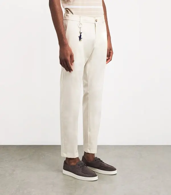 Paul & Shark Stretch Slim-fit Chinos With Shark Charm - Ivory