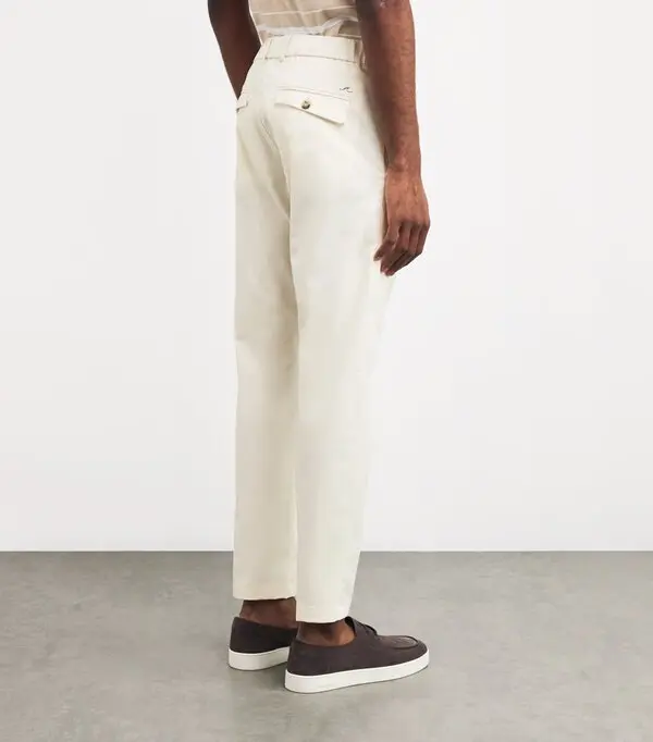 Paul & Shark Stretch Slim-fit Chinos With Shark Charm - Ivory