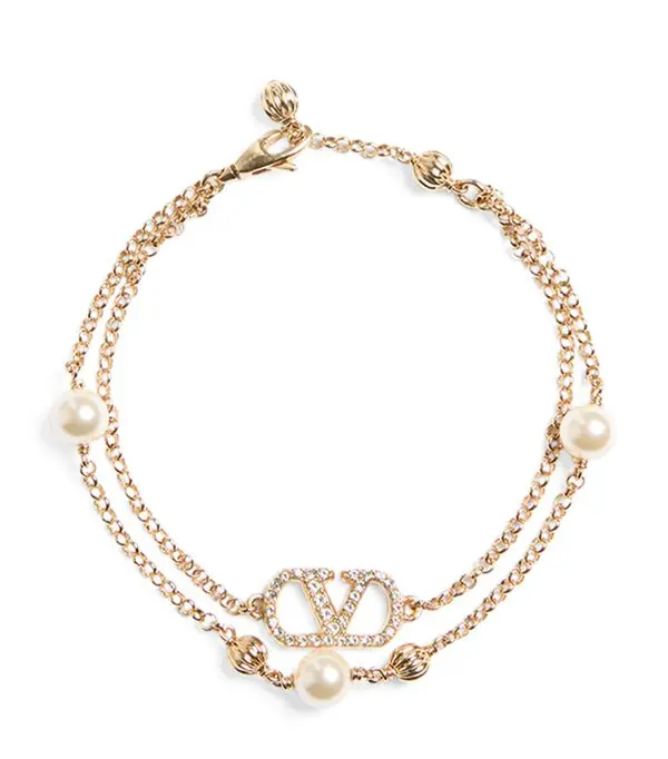 Valentino Garavani Embellished Vlogo Signature Bracelet - Gold
