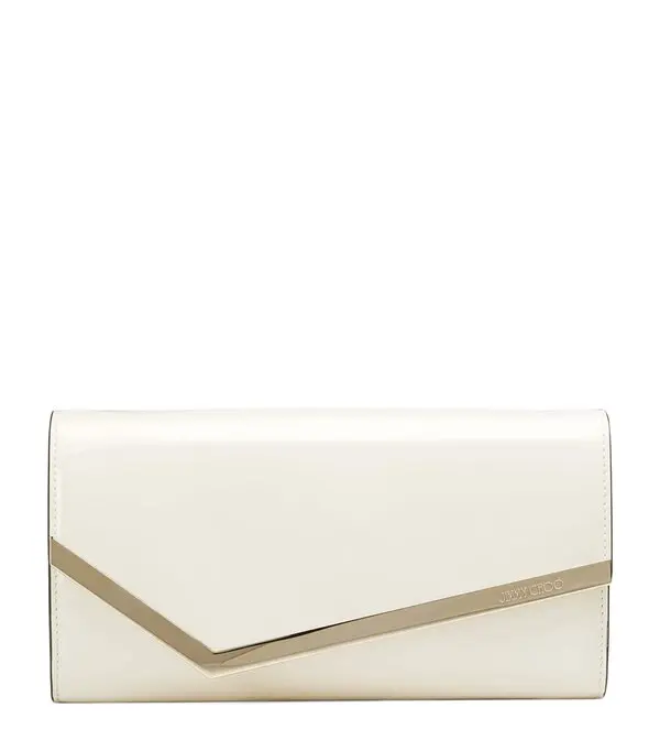 JIMMY CHOO Leather Emmie Clutch - White