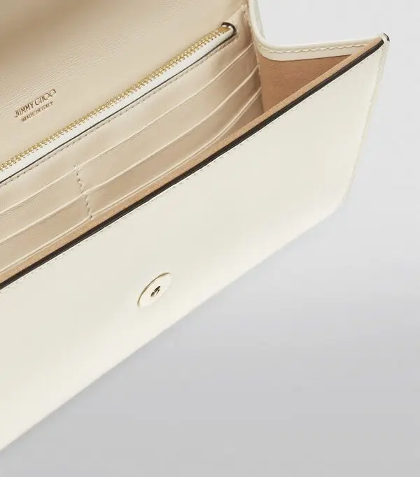 JIMMY CHOO Leather Emmie Clutch - White