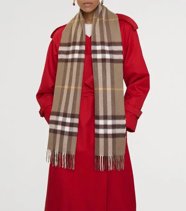Burberry Cashmere Check Scarf - Brown