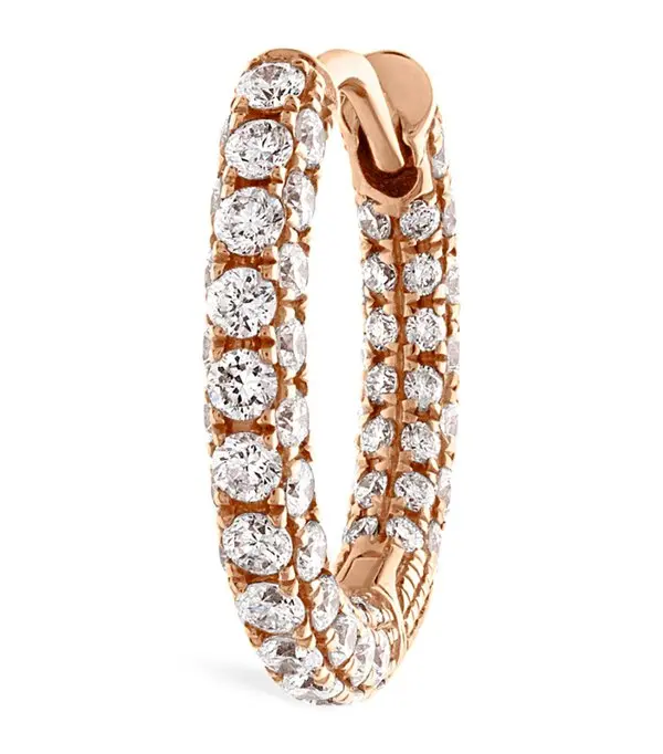 MARIA TASH Diamond Five Row Pavé Single Hoop Earring - Rose Gold