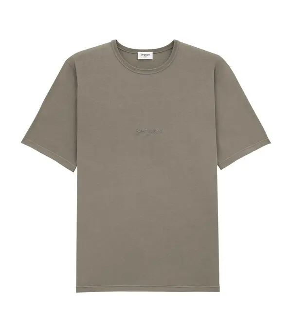 Saint Laurent Cotton Logo T-shirt - Grey