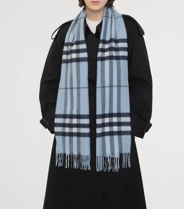 Burberry Cashmere Check Scarf - Blue