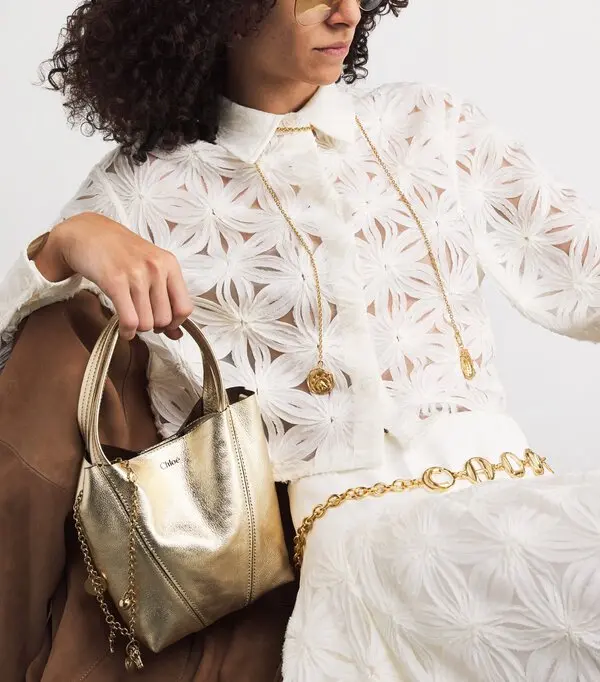 Chloé Small Leather Spin Tote Bag - Gold