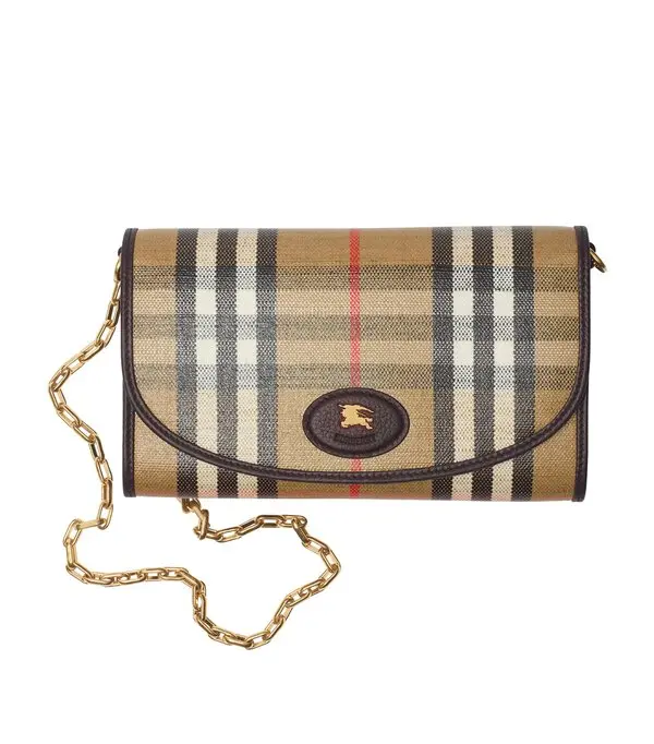 Burberry Check Chain Wallet - Beige