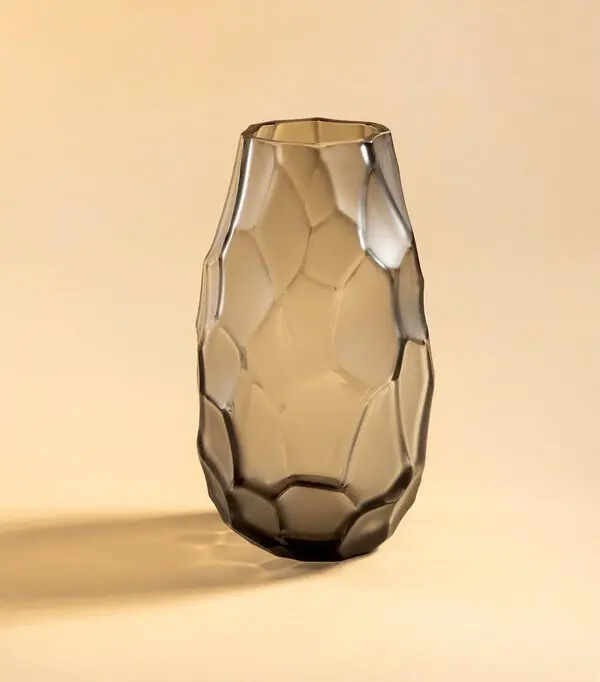 Lalique Small Crystal Silex Vase - Grey