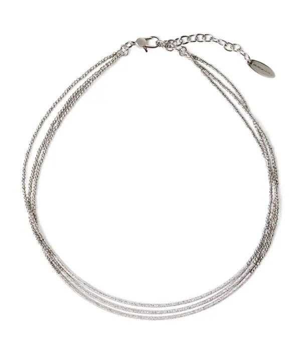 Brunello Cucinelli Sterling Silver Beaded Layered Necklace - Grey