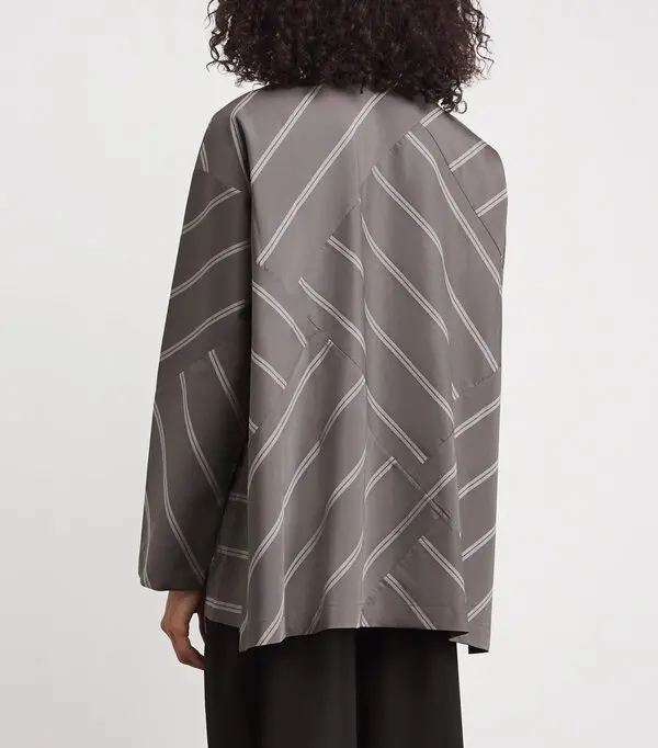 Eskandar Slim Double Stand-collar Shirt - Grey