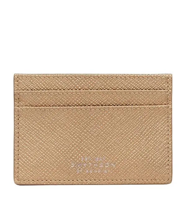Smythson Panama Leather Card Holder - Metallic