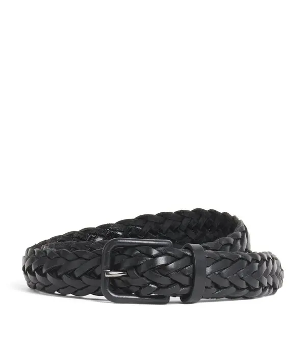 Giorgio Armani Leather Woven Belt - Black