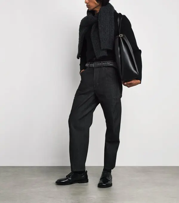 Giorgio Armani Leather Woven Belt - Black