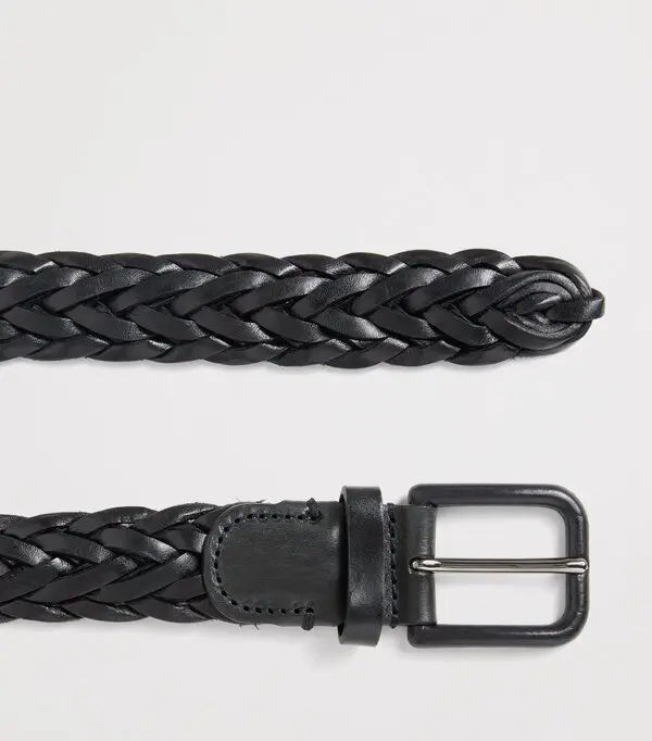 Giorgio Armani Leather Woven Belt - Black