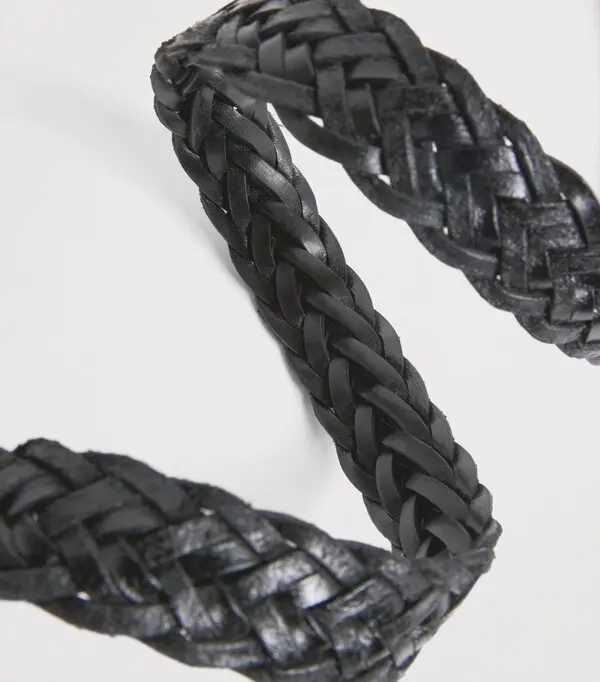 Giorgio Armani Leather Woven Belt - Black