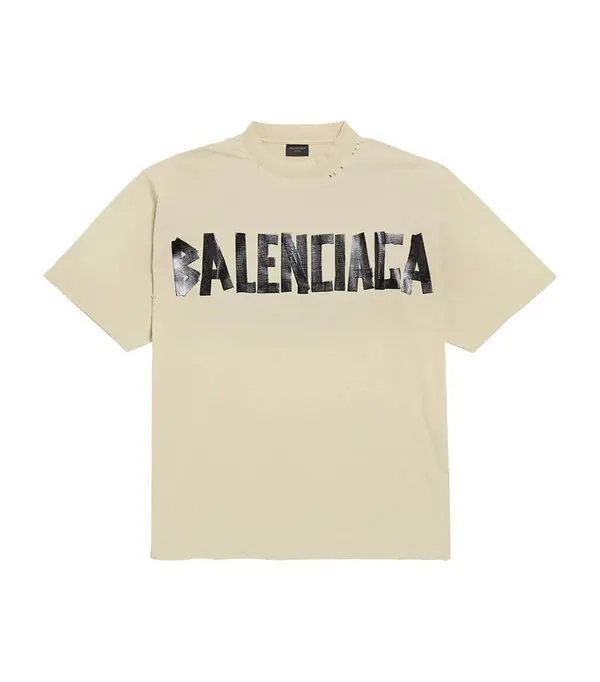 Balenciaga Oversized Tape Logo T-shirt - Beige