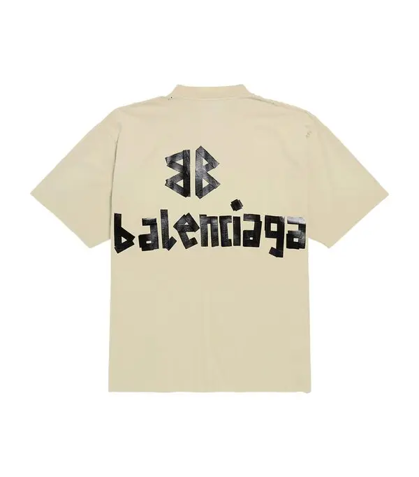 Balenciaga Oversized Tape Logo T-shirt - Beige