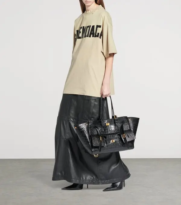 Balenciaga Oversized Tape Logo T-shirt - Beige