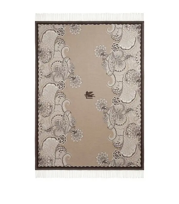 Etro Wool Bloom Jacquard Throw - Green