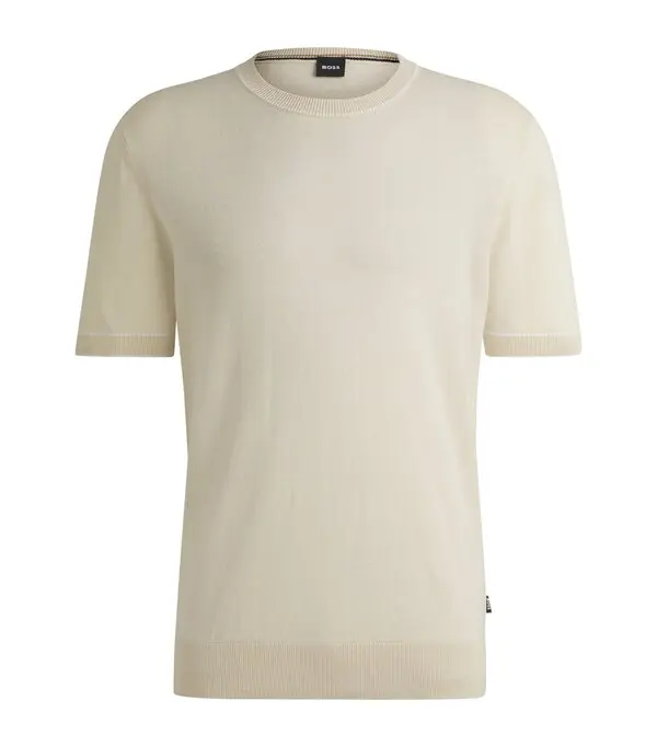 BOSS Linen-blend Knitted T-shirt - White