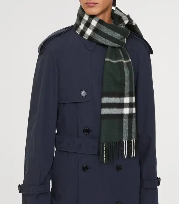 Burberry Cashmere Check Scarf - Green