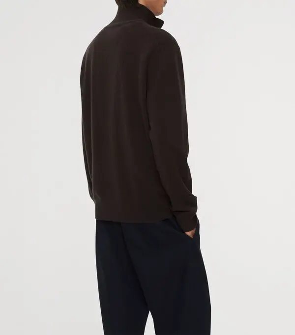 Burberry Cashmere-blend Quarter-zip Slim Sweater - Brown
