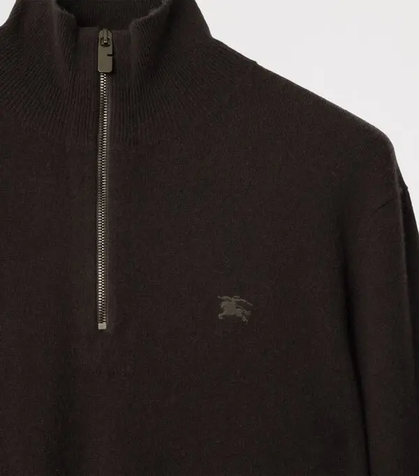 Burberry Cashmere-blend Quarter-zip Slim Sweater - Brown