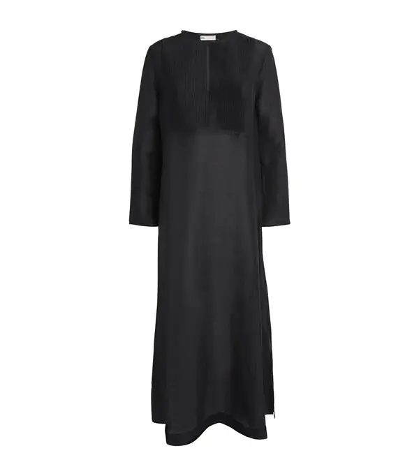Tory Burch Linen-silk Pleated Midi Kaftan - Black