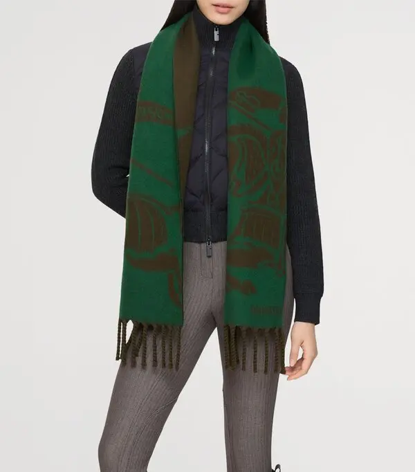 Burberry Wool Reversible Ekd Scarf - Green