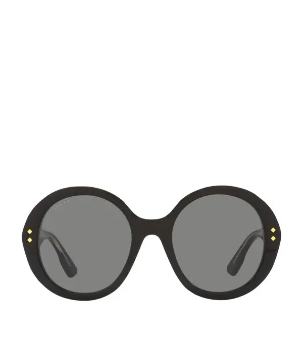 Gucci Acetate Round Frame Sunglasses - Black