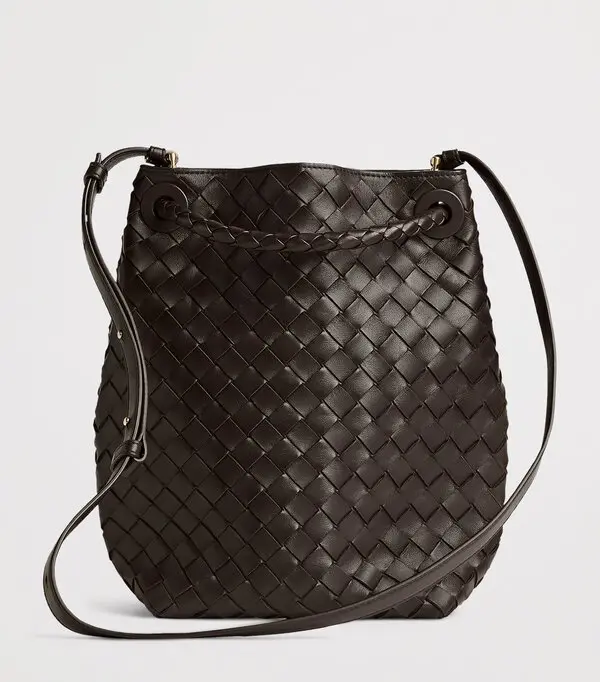 Bottega Veneta Small Leather Andiamo Bucket Bag - Grey