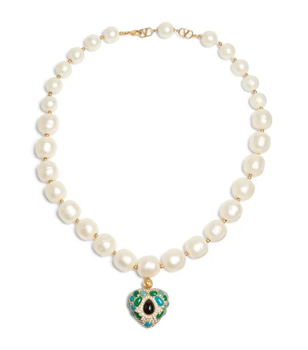 Valentino Garavani Coeur Royal Beaded Necklace - Ivory