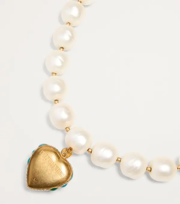Valentino Garavani Coeur Royal Beaded Necklace - Ivory