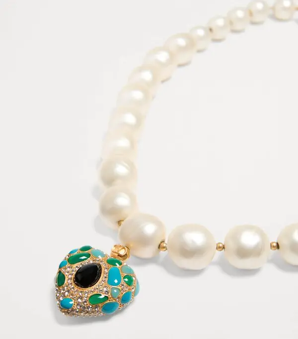 Valentino Garavani Coeur Royal Beaded Necklace - Ivory
