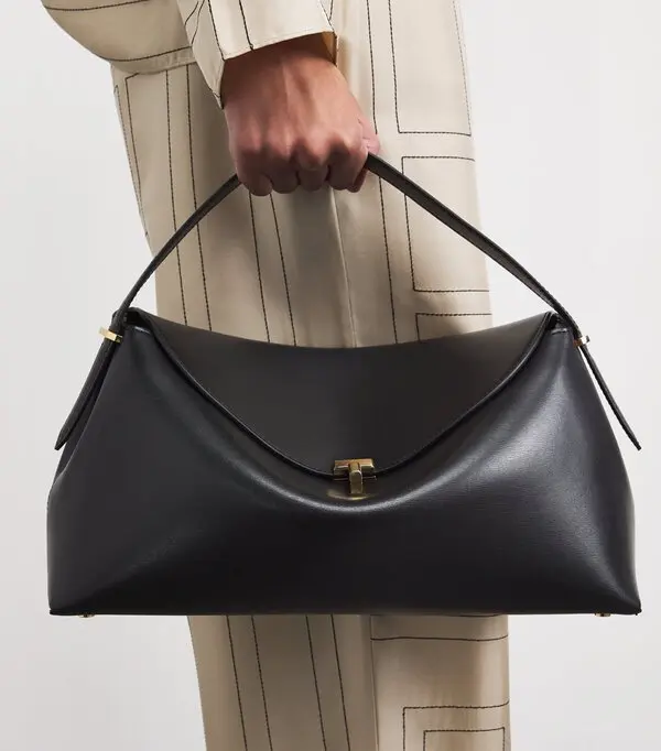 TOTEME Leather T-lock Top-handle Bag - Black