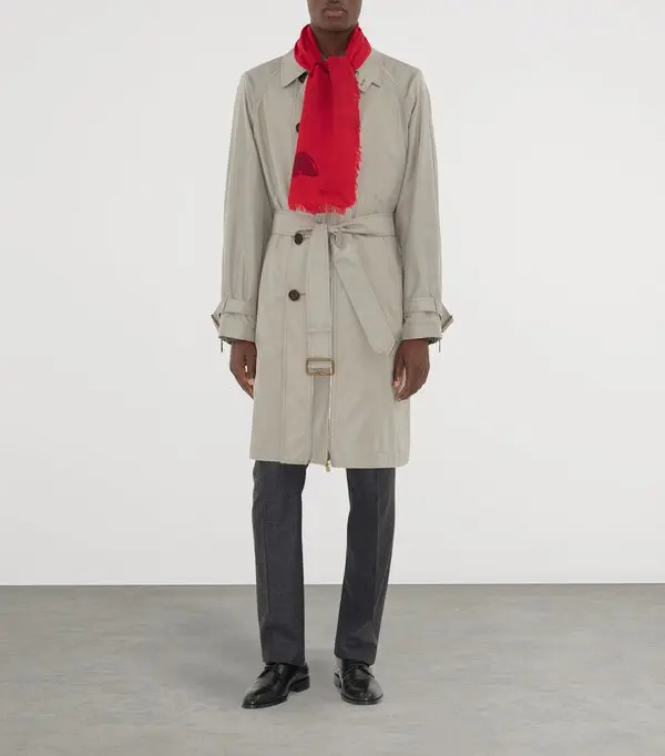 Burberry Wool Wide Ekd Scarf - Burgundy
