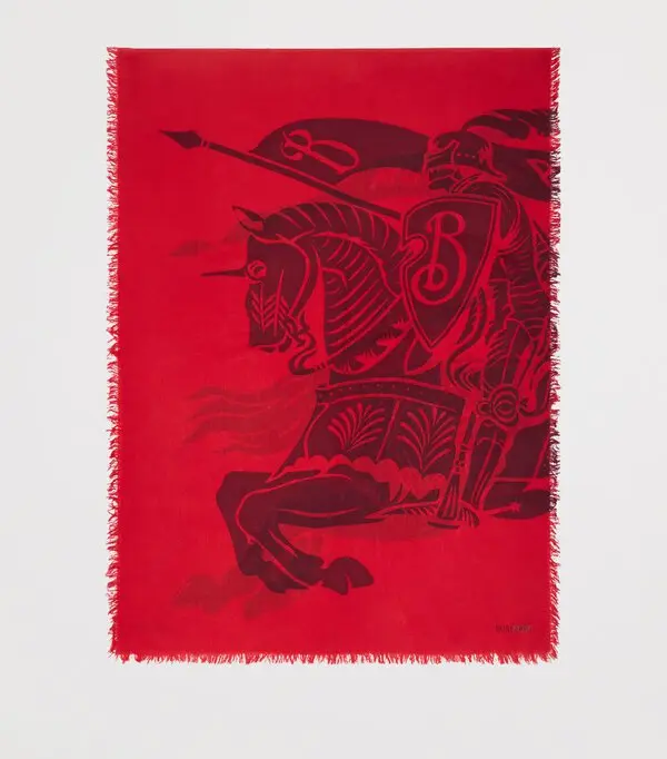 Burberry Wool Wide Ekd Scarf - Burgundy