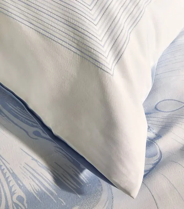 CELSO DE LEMOS Egyptian Cotton Noa Square Cushion Cover - Blue