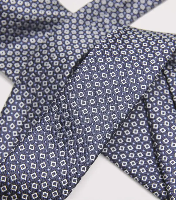 Canali Silk Jacquard Neck Tie - Navy