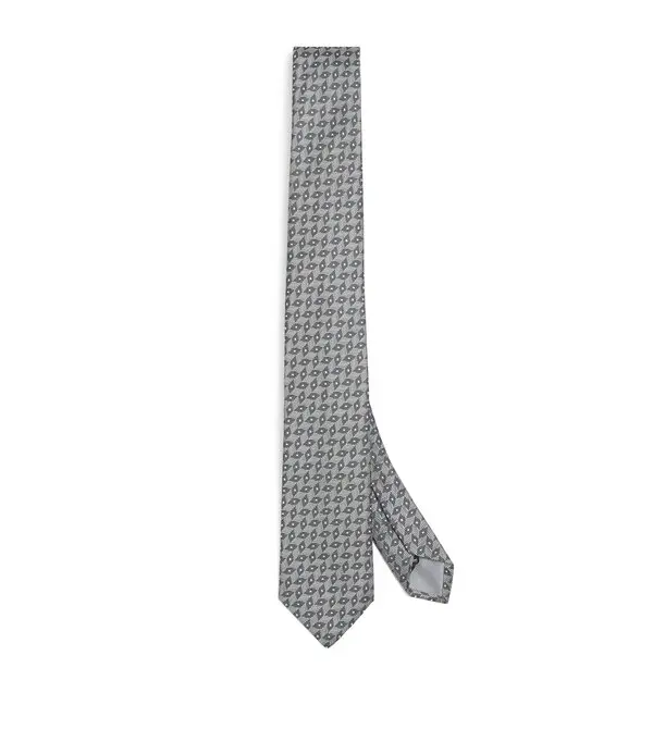 Giorgio Armani Silk Geometric Neck Tie - Beige