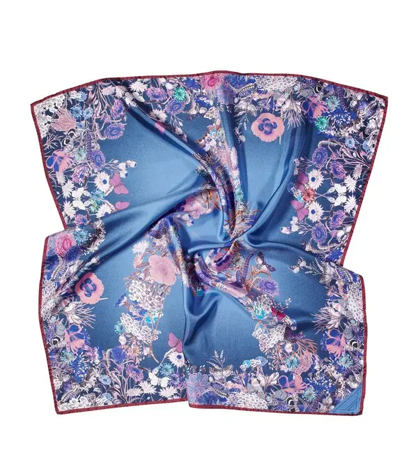 ASPINAL OF LONDON Silk Floral Scarf - Navy