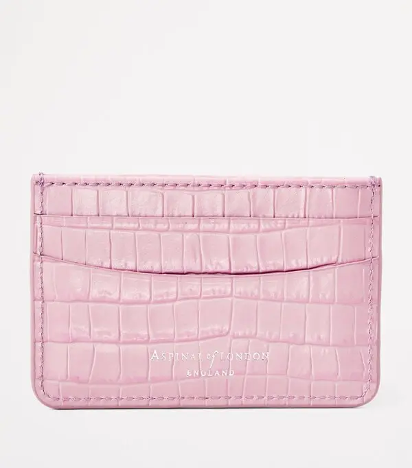 ASPINAL OF LONDON Croc-embossed Slim Card Holder - Purple