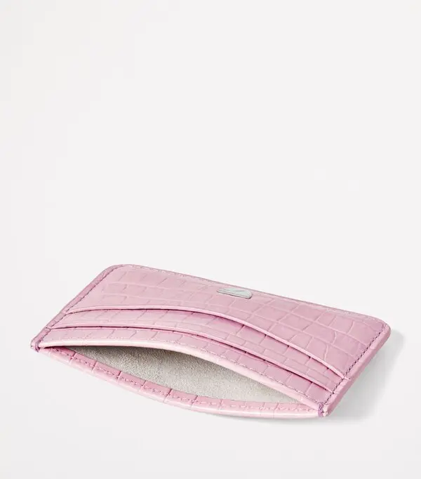 ASPINAL OF LONDON Croc-embossed Slim Card Holder - Purple
