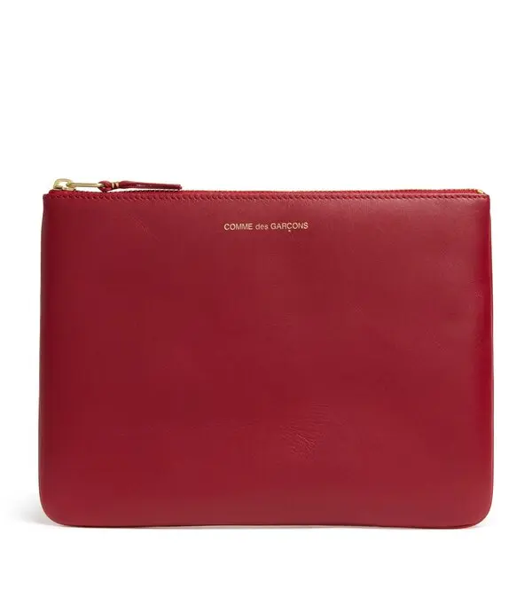 Comme Des Garçons Large Leather Zipped Pouch