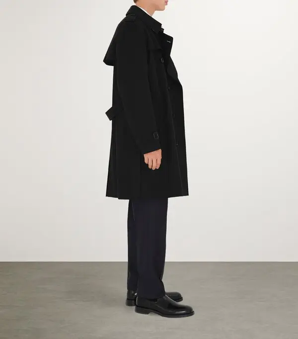Burberry Mid-length Kensington Heritage Trench Coat - Black