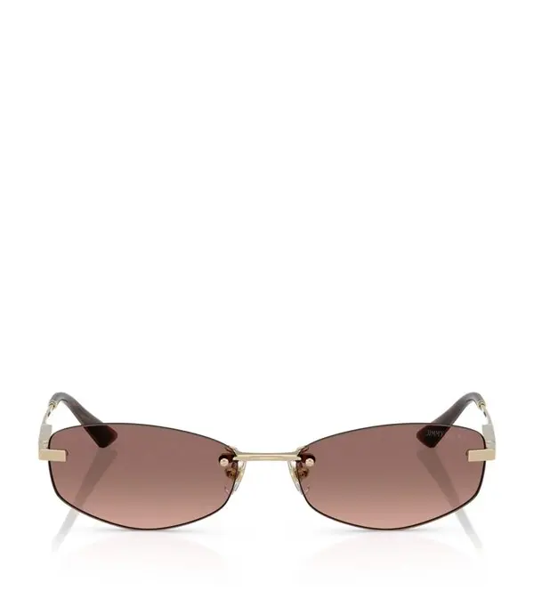 JIMMY CHOO Wire Oval Sunglasses - Gold
