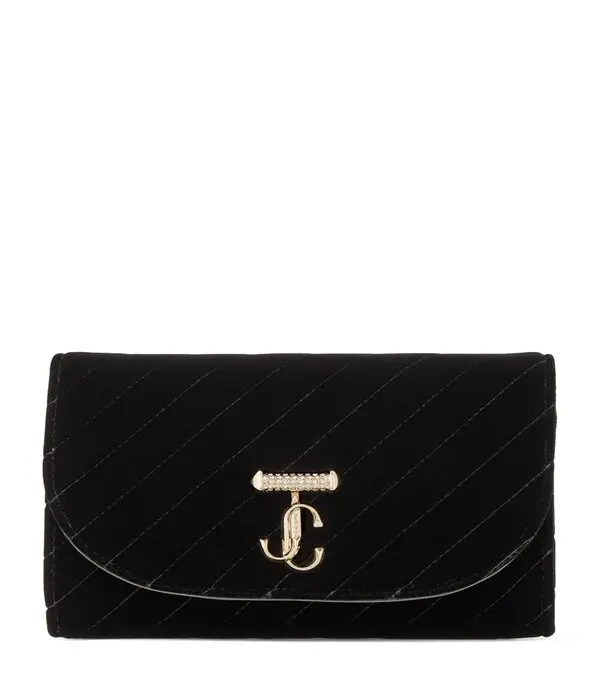 JIMMY CHOO Curve Velvet Chain Wallet - Black