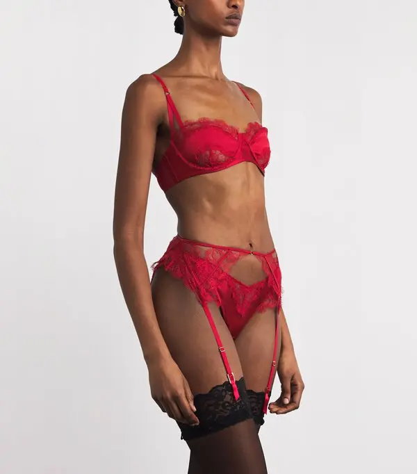 Kiki De Montparnasse Lace-insert Garter Belt - Red